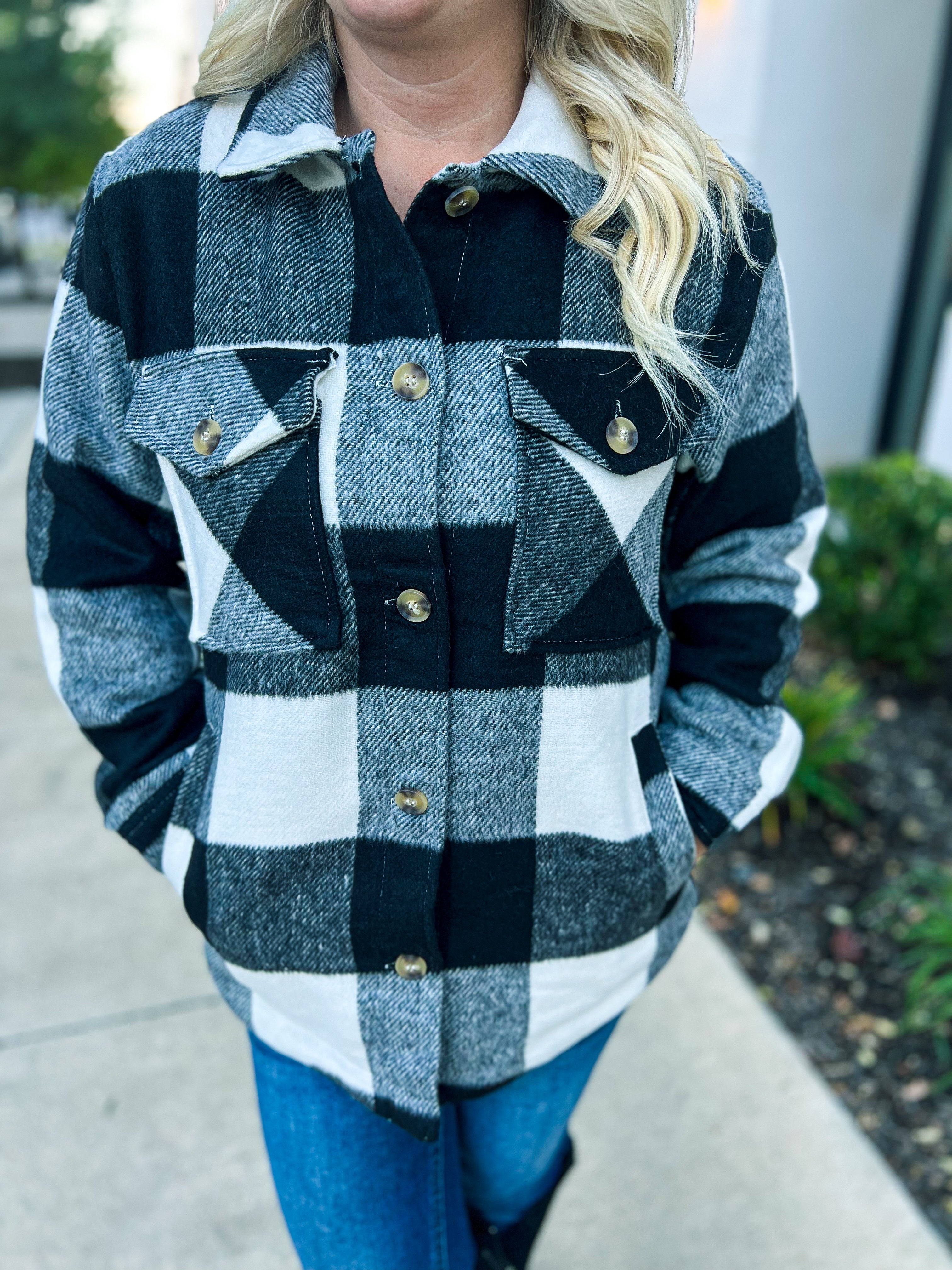 Black Plaid Shacket – The Pink Buffalo