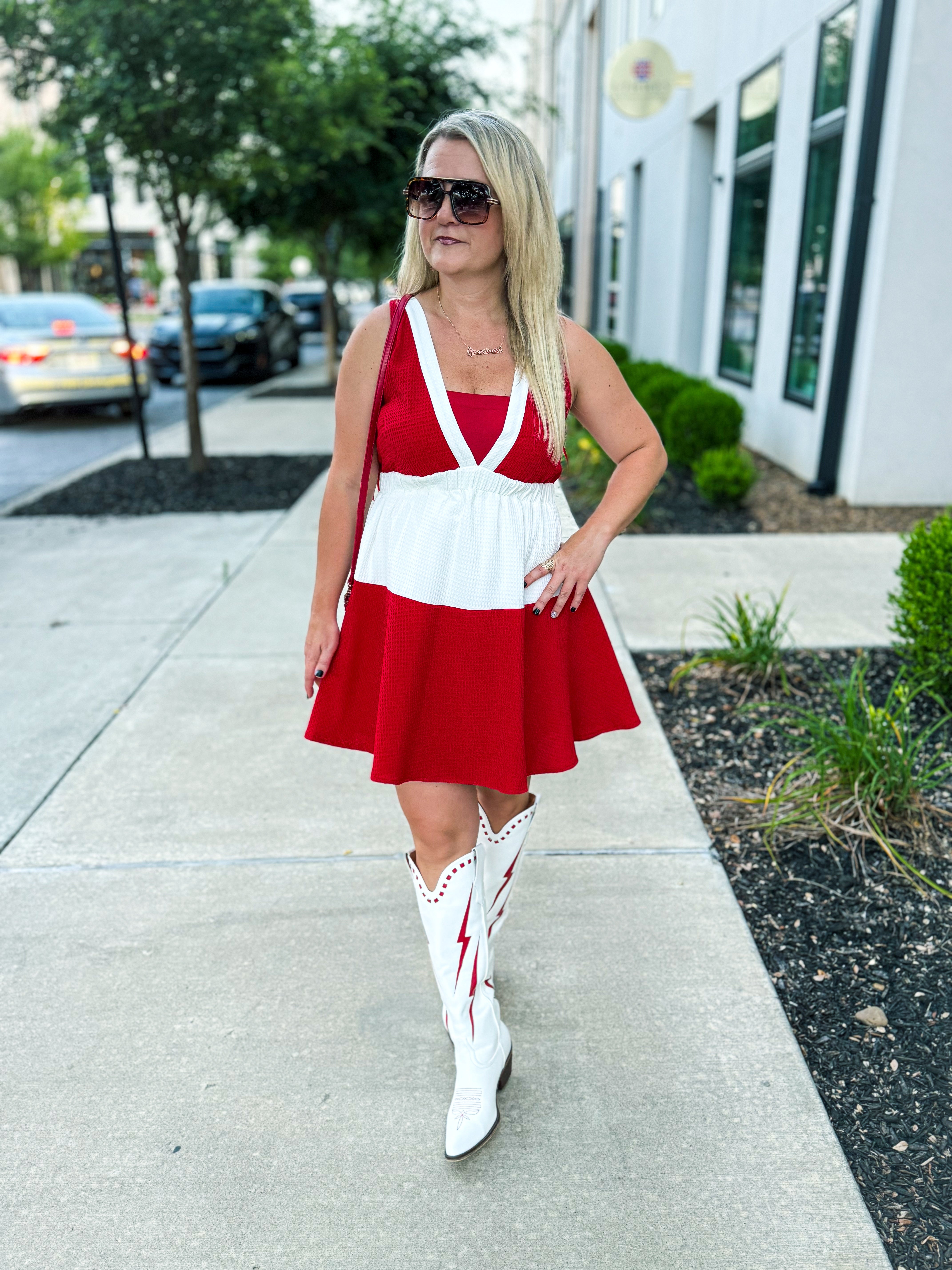Red & White Day & Moon Dress – The Pink Buffalo