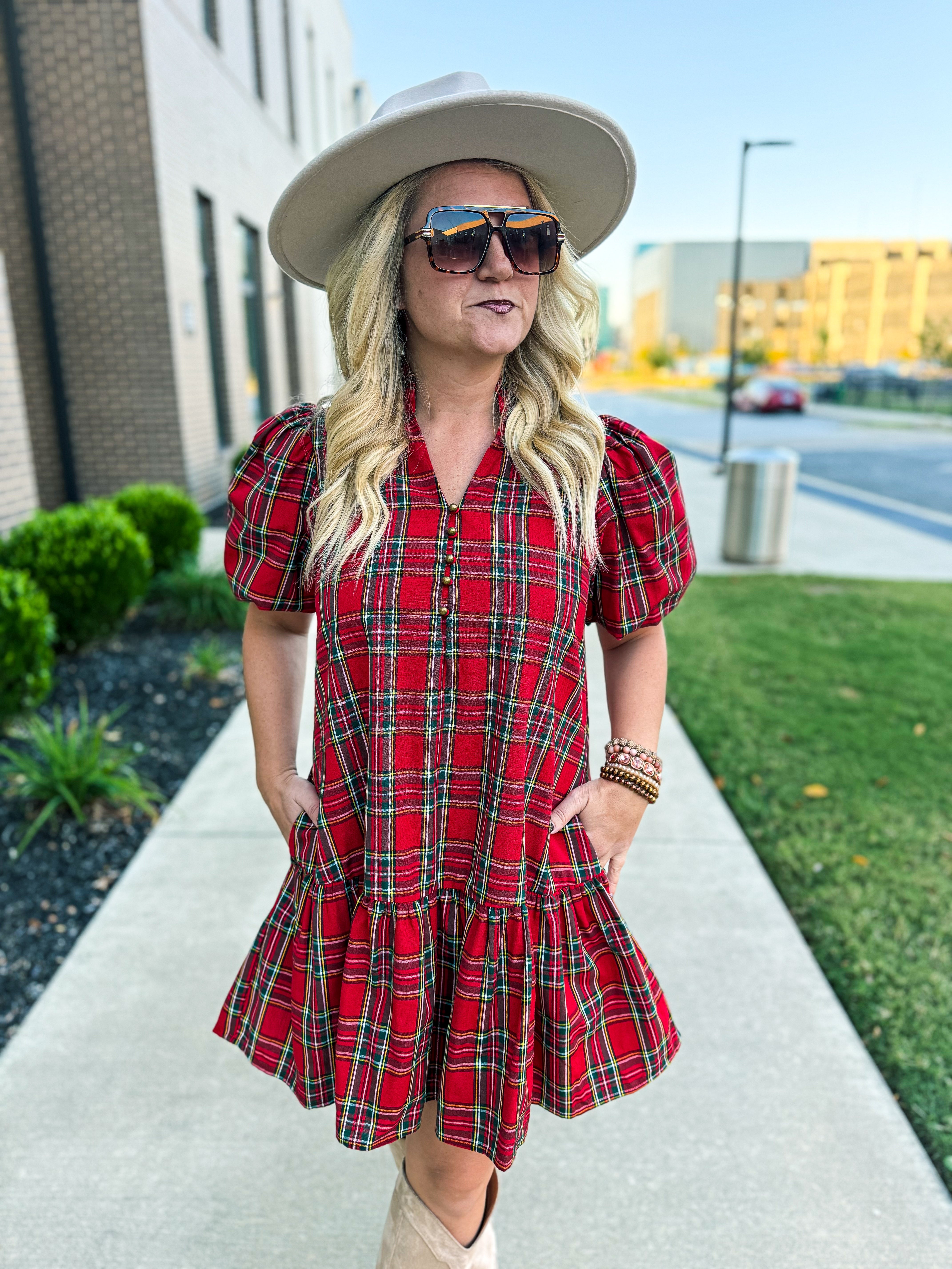 Entro Plaid Dress-Red – The Pink Buffalo